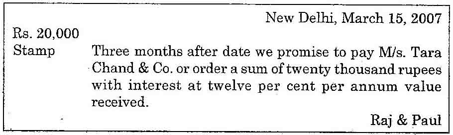 Define a promissory note. Discuss in brief essential characteristics of ...